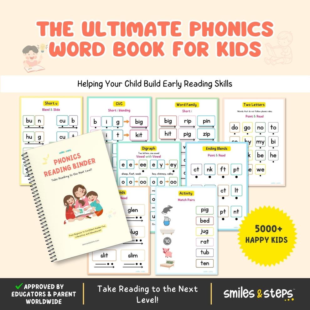 Phonics Reading Workbook – Fun Early Reading Practice – Smiles & Steps