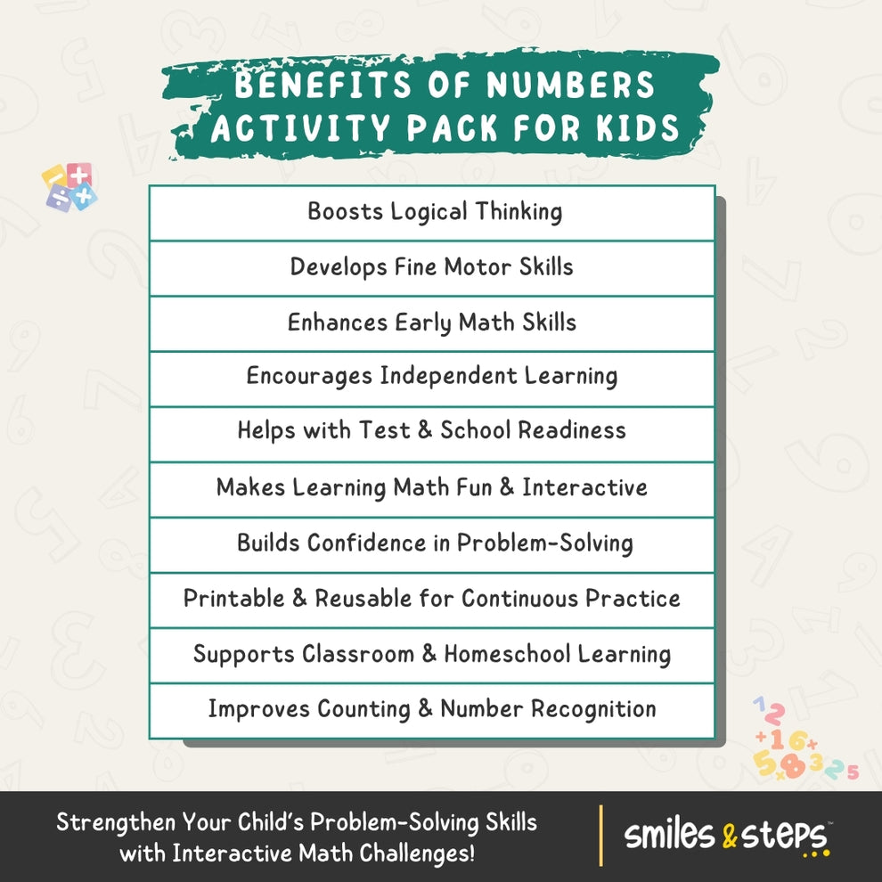 Numbers Activity Pack for Kids – Math Worksheets & Counting Games ...
