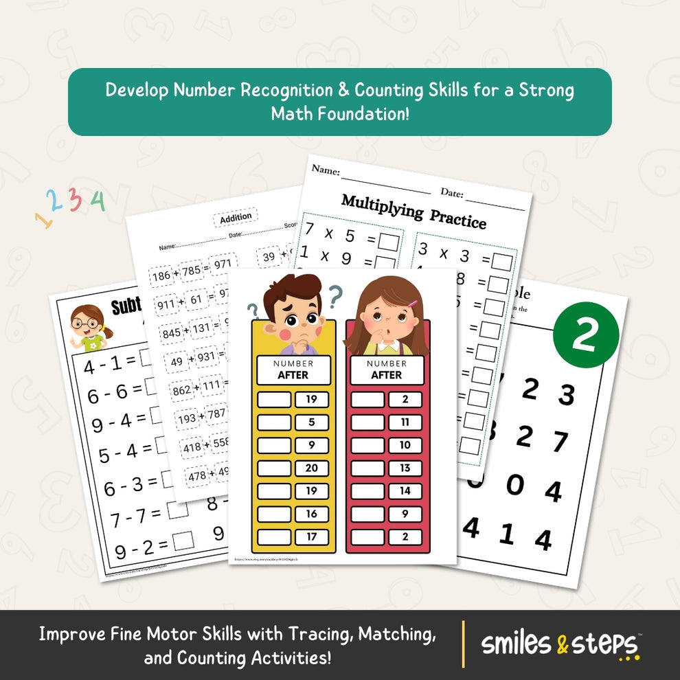 Numbers Activity Pack for Kids – Math Worksheets & Counting Games ...