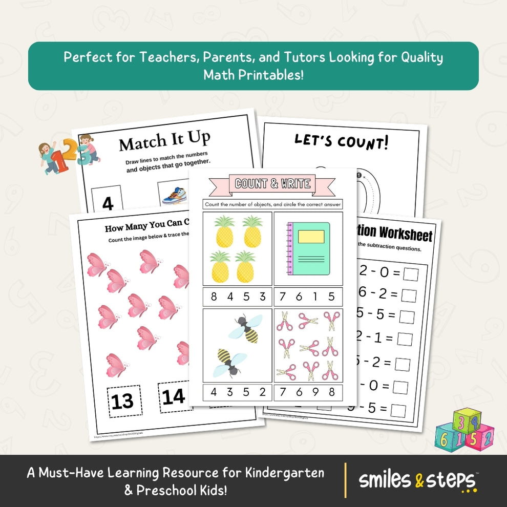 Numbers Activity Pack for Kids – Math Worksheets & Counting Games ...